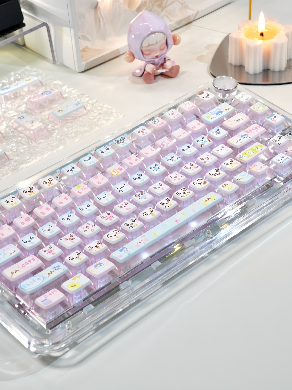 Chiikawa Keycap OEM Profile PC 113 Keys Four-sided Light Transmission ...