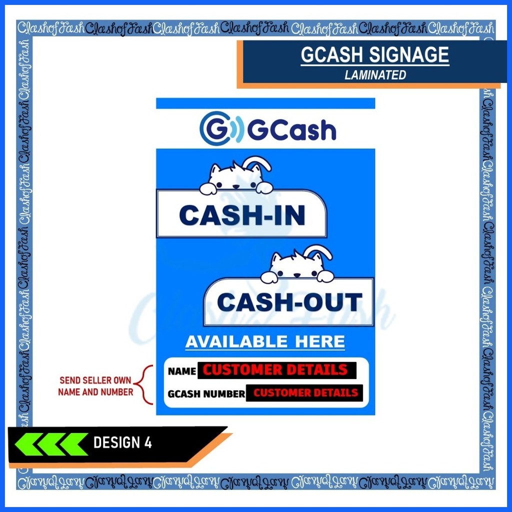 GCASH CASH-IN CASH-OUT RATES LAMINATED SIGNAGE A4 (8"X11") | Shopee ...