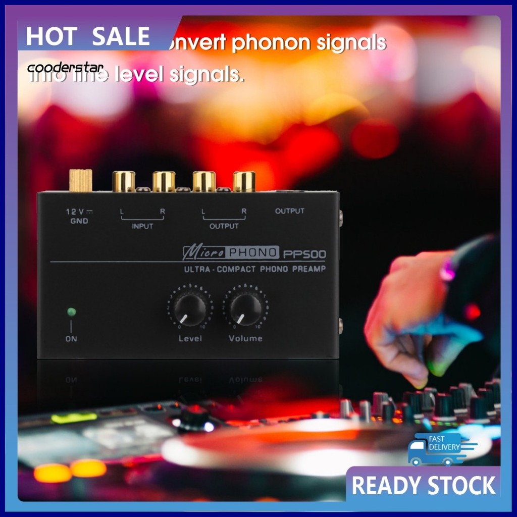 COOD PP500 Audio Preamplifier Portable Volume Control RCA Input/Output Clear Sound Phono Preamp ...