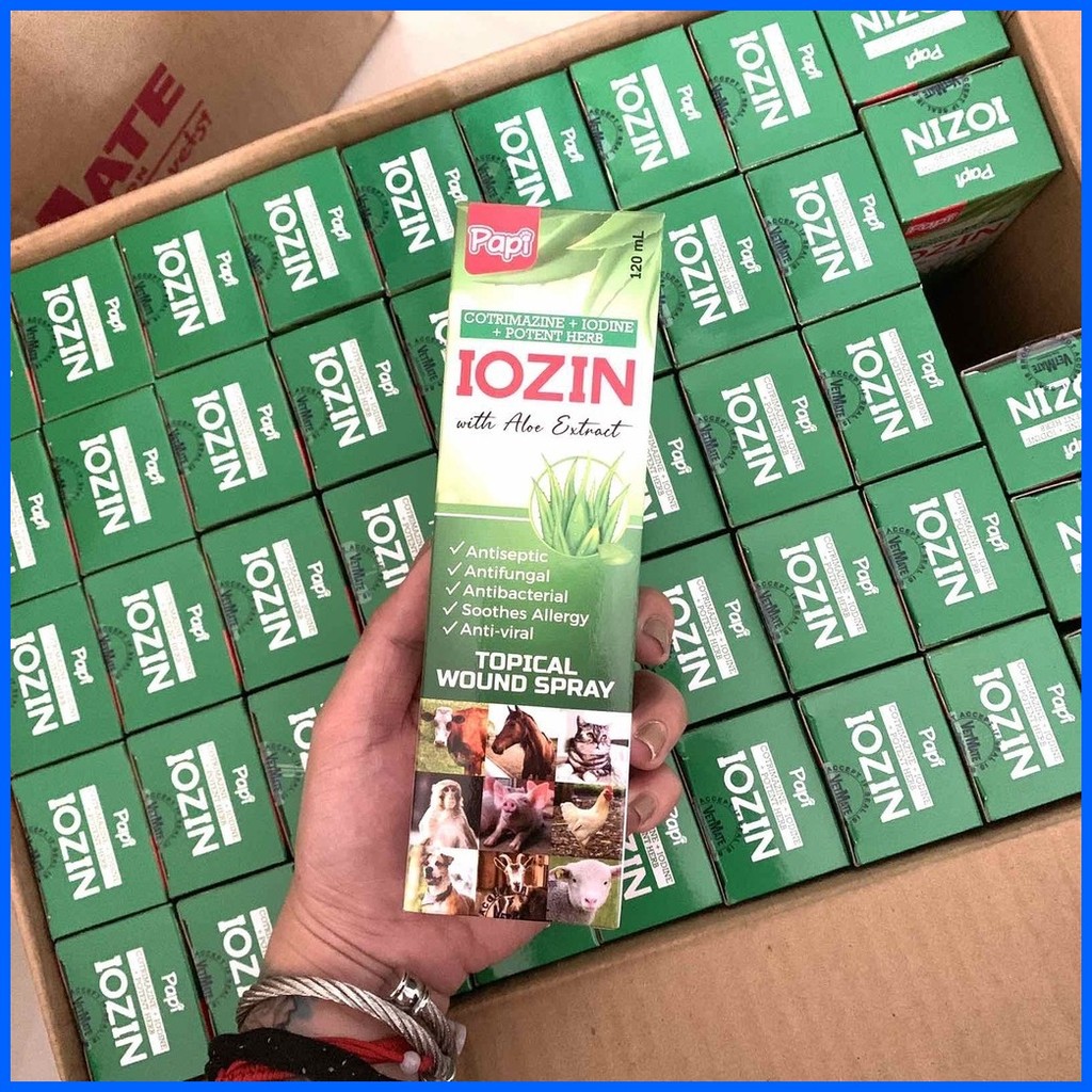 FCR AGRIVET] 1 Box Papi Iozin Wound Spray 120ml with Aloe Extract ...