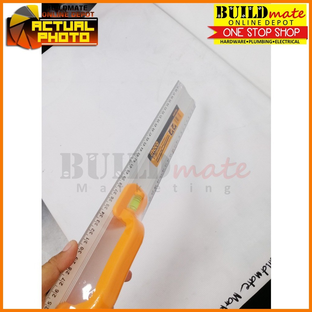 BUILDMATE Ingco Ruler with Handle Aluminum Ruler with Spirit Level 60cm ...