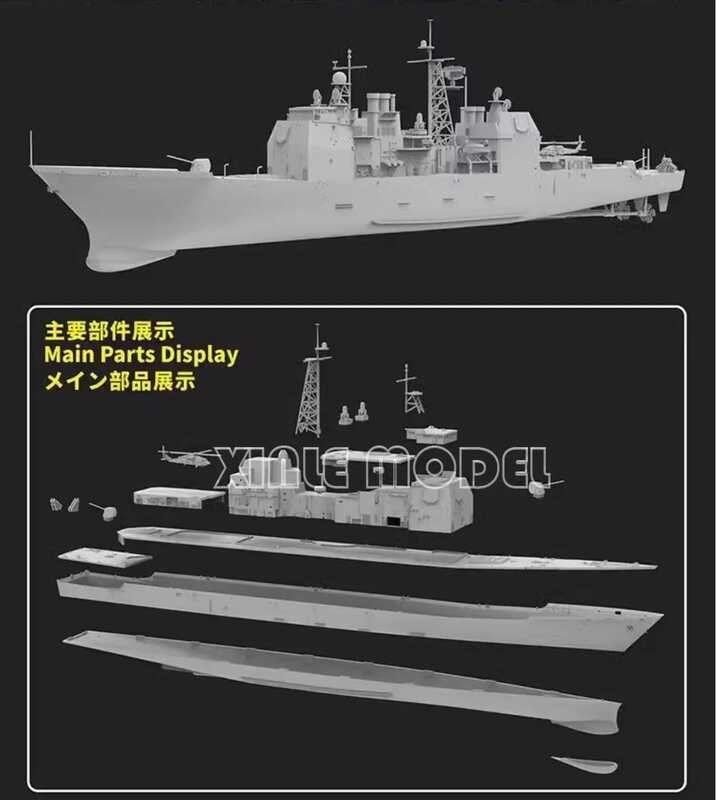 Flyhawk Plastic Assembled Ship Model Kit FH1167 USS Bunker Hill Missile ...
