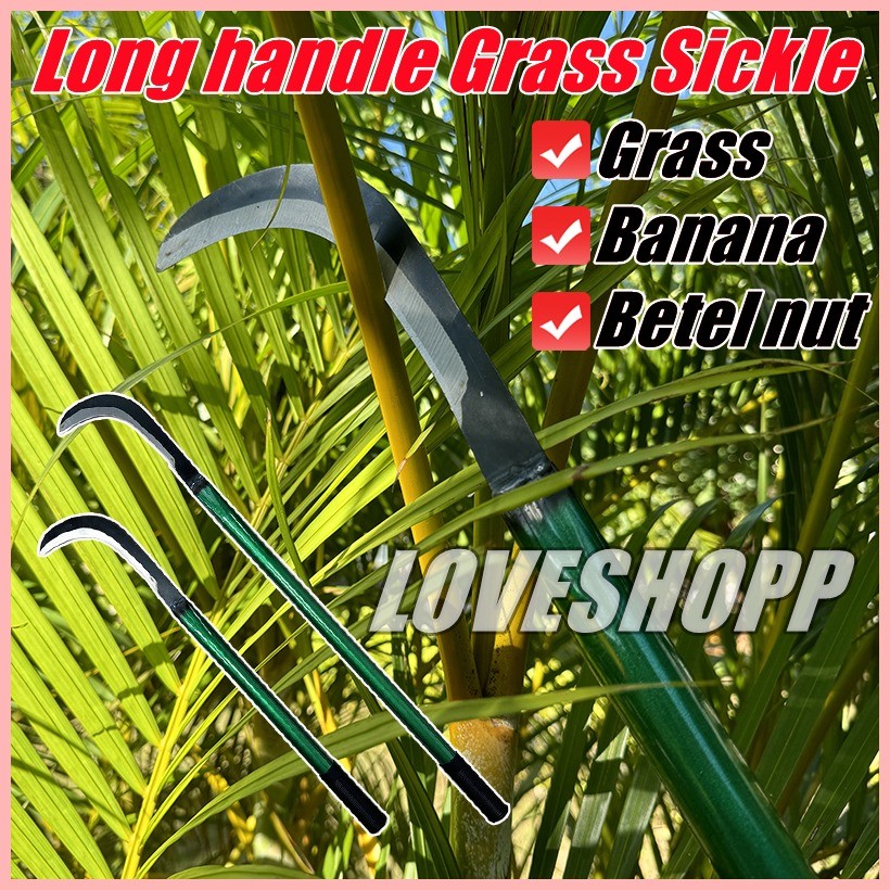 60/80cm Weeding Grass Clearing Sickle With Long Handle Gardening ...