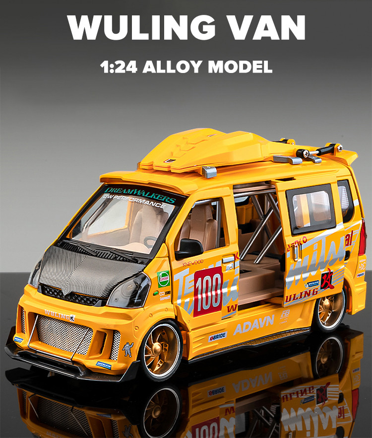 KLT 1:24 Wuling Van Modified Version Diecast Model Car Alloy Cars Toys ...