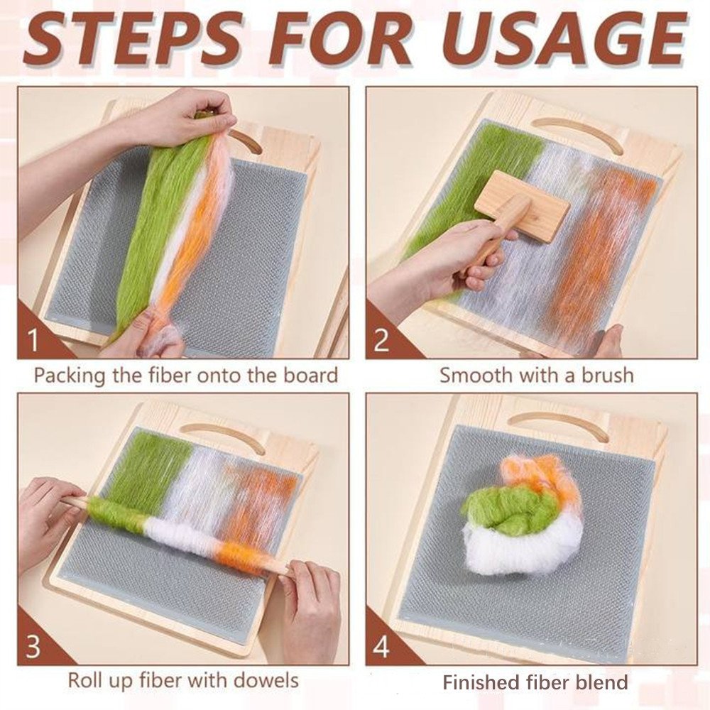 1 Set Wool Felting Blending Board Kit - Wooden Fiber Carding Board with ...