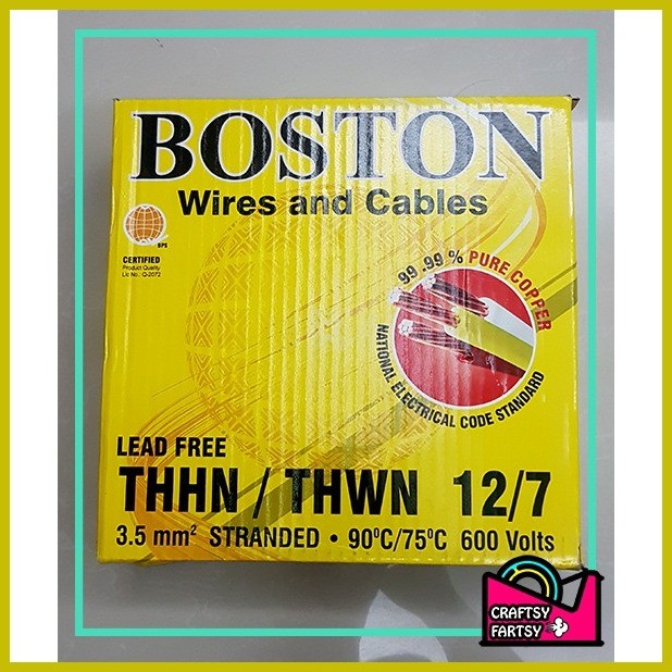 (PER BOX) Boston THHN Stranded Wire 3.5mm (#12/7) | Shopee Philippines