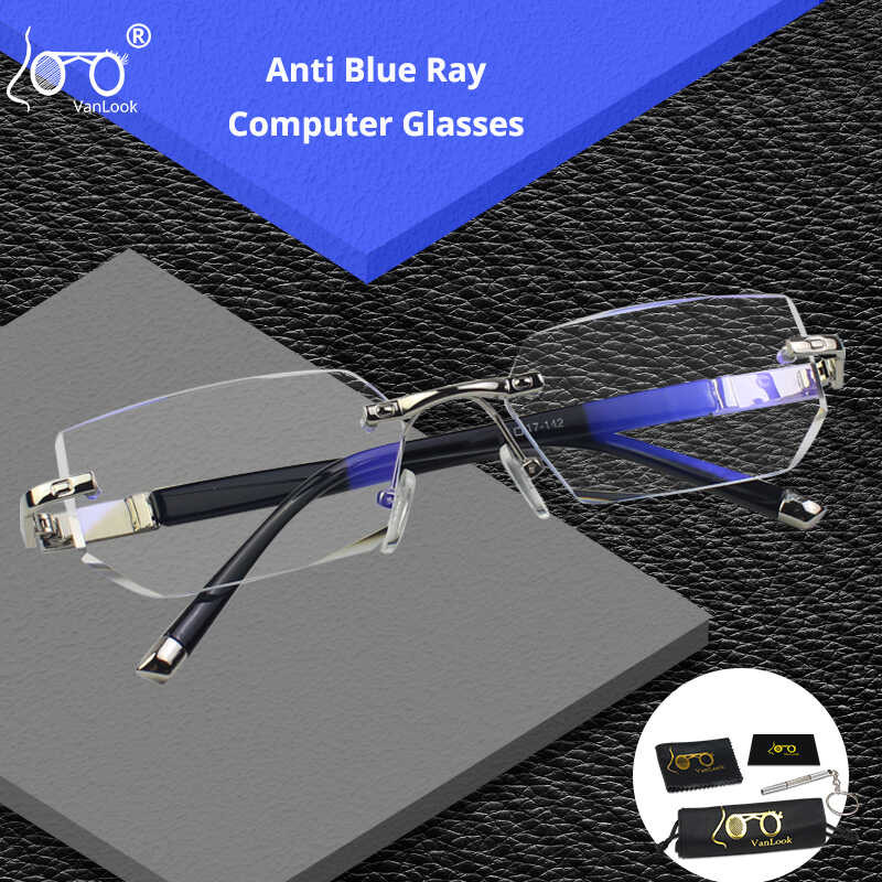 Dias Rimless Cutting Men Anti Blue Ray Computer Glasses ...