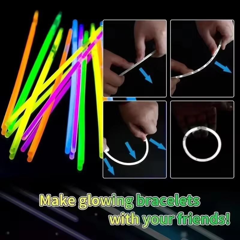 100/200/300Pcs Bendable Fluorescent Stick - Multi-colored Glow in The ...