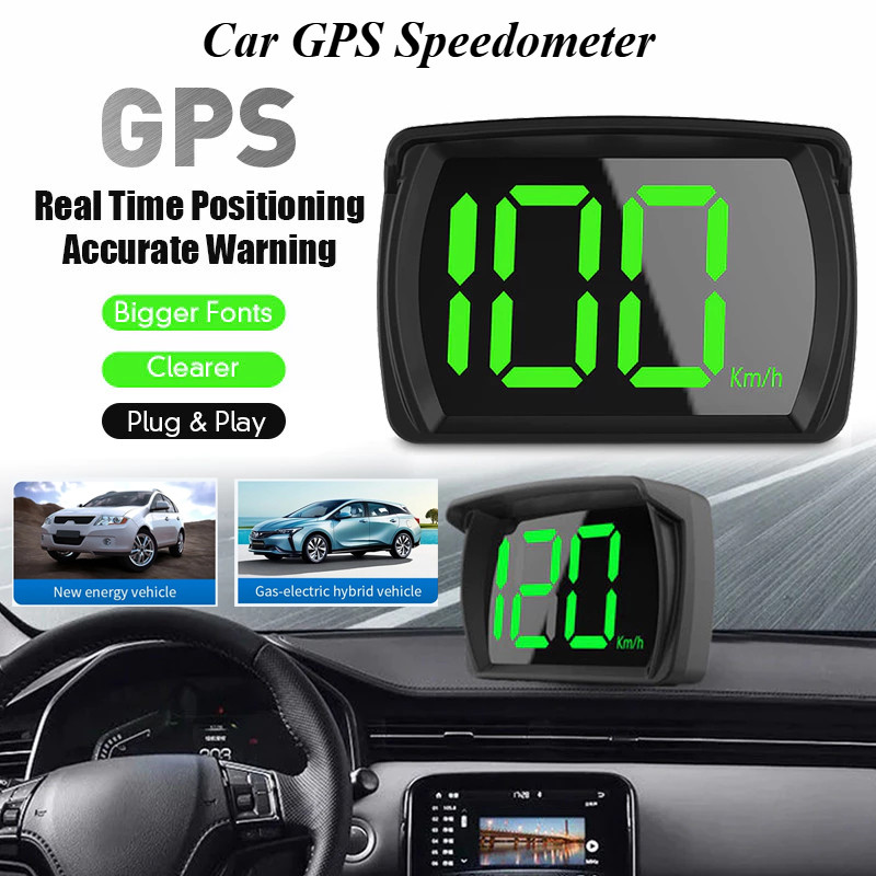 Car HUD Head-up Display KM/H MPH, LED Large Font Display GPS Digital ...