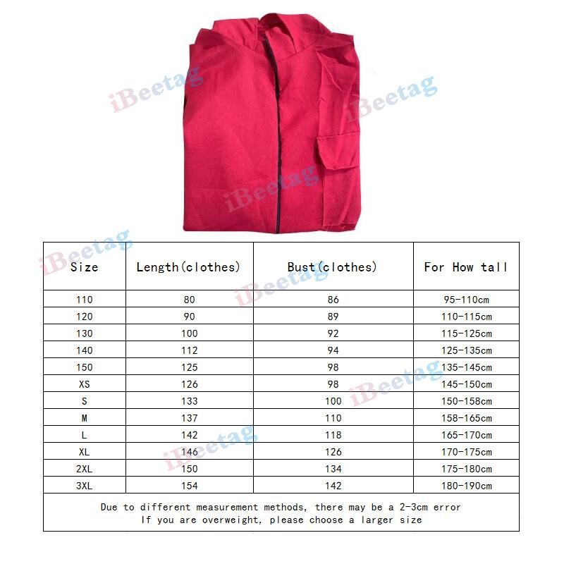 Adult&Kids Full Set Squid Game Guard Cosplay Costume Red Jumpsuit ...