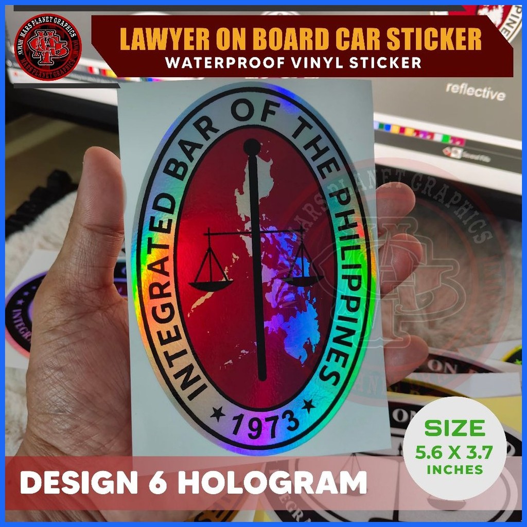¤ LAWYER ON BOARD CAR STICKER IBP LOGO WATERPROOF LAMINATED REFLECTIVE ...