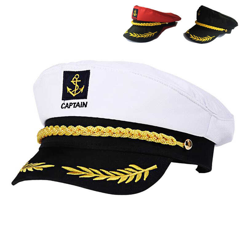 Yacht Adult Military Hats Boat Skipper Ship Sailor Captain Costume Hat Na Maayos Cap Navy Marine ...