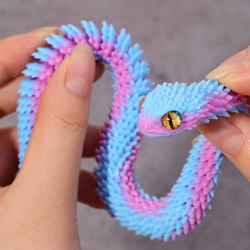 3D Printed Realistic Snake - Movable Joint Fidget Toy Figure - Office ...