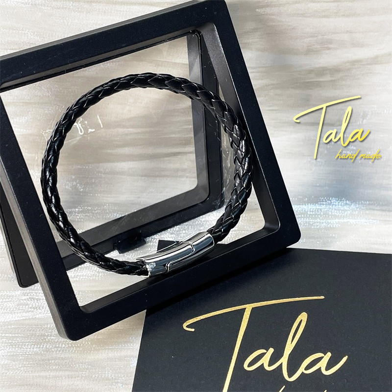 TALA hand made Men's Bracelet Leather Rope Bracelet 18K Gold Magnetic ...