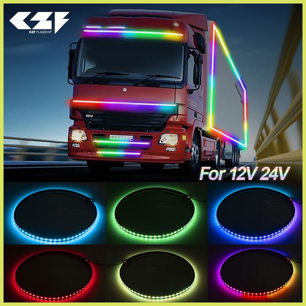 CZF 24V LED Ambient Light Colorful Scrolling Light Car Sunshade ...
