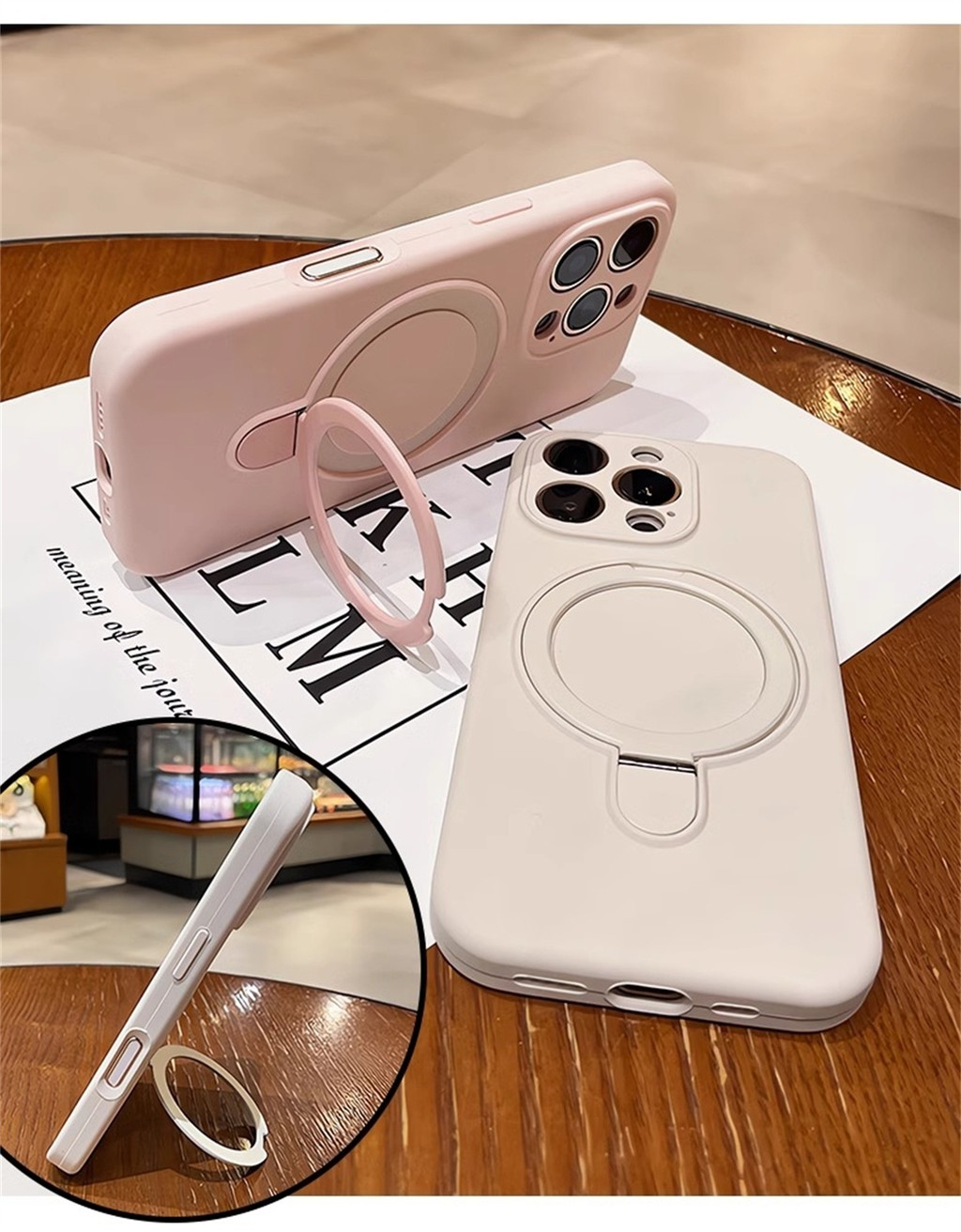 Flip Bracket Magnetic Liquid Silicone Phone Case for IPhone 16 Pro Max ...