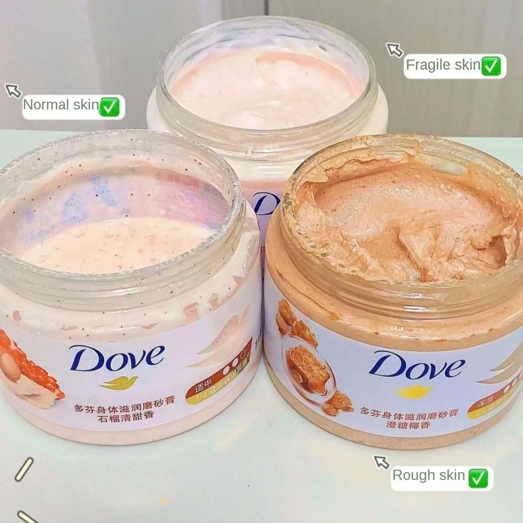 Dove Body Scrub Lasting Hydration Natural Whitening Deep Cleansing ...
