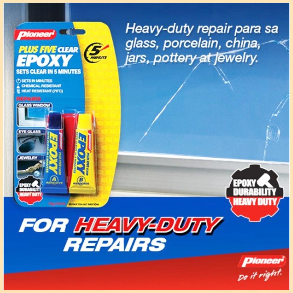 Pioneer Epoxy Plus Five Clear 15g 15ml Tube Set 5 Minutes Heavy Duty ...