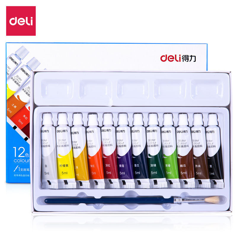 Deli Watercolor Paint Set 12 Colors 18 Colors 24 Colors Gouache Paint ...