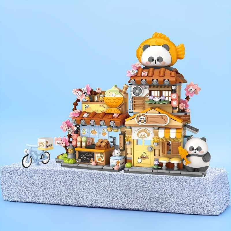 Taiyaki Loz Street View Shop Miniature Building Blocks Panda Bricks Toy ...