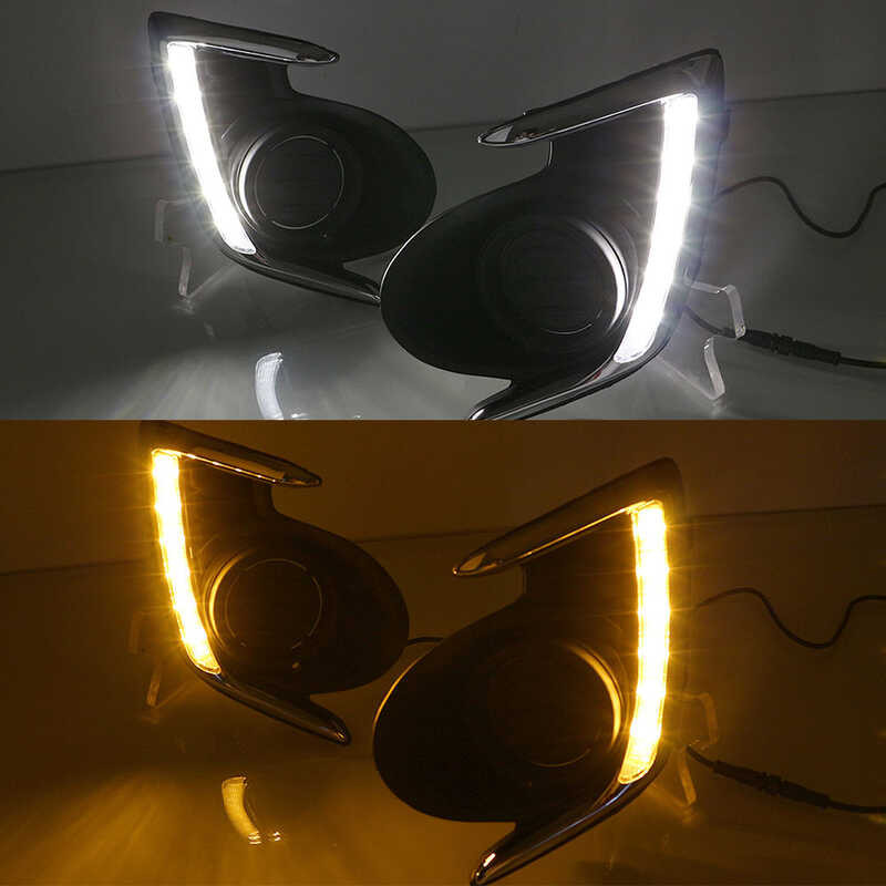 々 A Pair LED DRL Daylight Daytime Running Lights Front Fog Light Lamp ...