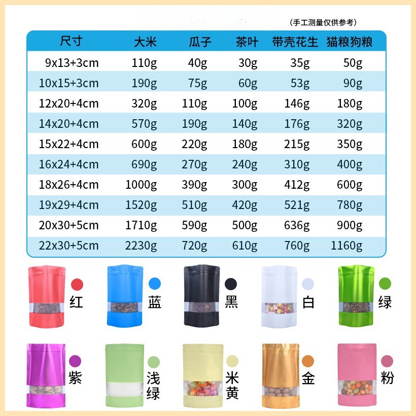 100pcs golden Matte Stand Up Pouch W Zip Lock Window Ziplock Cookies ...