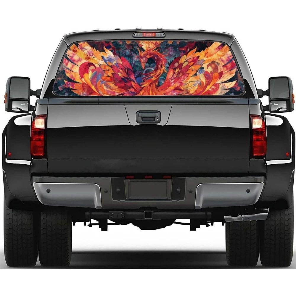 Dazzling Flames Truck Rear Window Decal – Vibrant Flame & Color Design ...