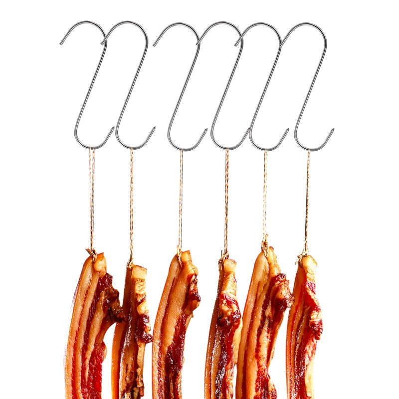 10Pcs Hanging Meat Stainless Steel S-shaped Hooks Sharp Pointed Tip ...