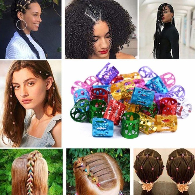 Gold Silver Color Dreadlock Hollow Out Hair Rings Multi-style ...