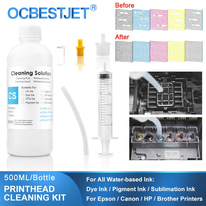 500Ml Cleaning Solution Liquid Water-Based Ink Printhead Cleaner Dye ...
