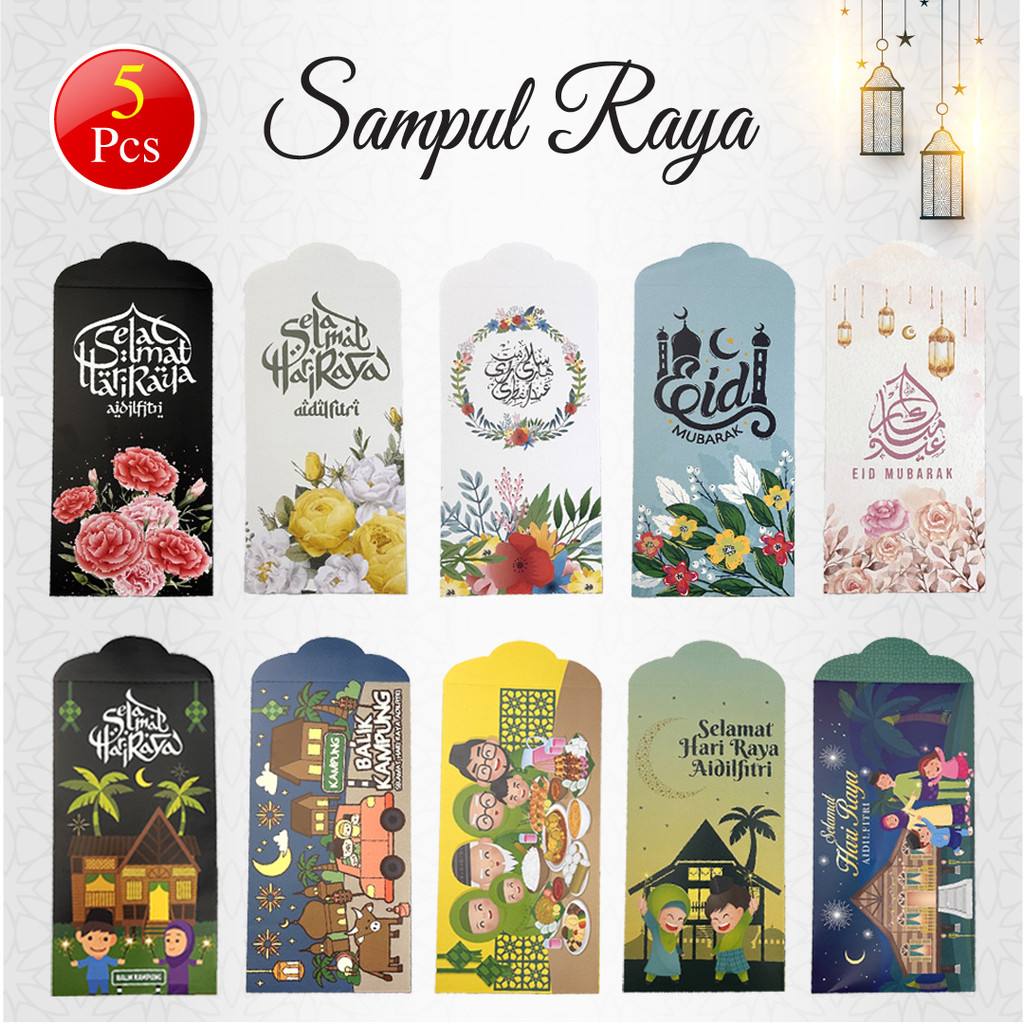 (5 Pcs/Pack) Sampul Duit Raya Exclusive Floral Cartoon Koleksi 2025 (12 ...