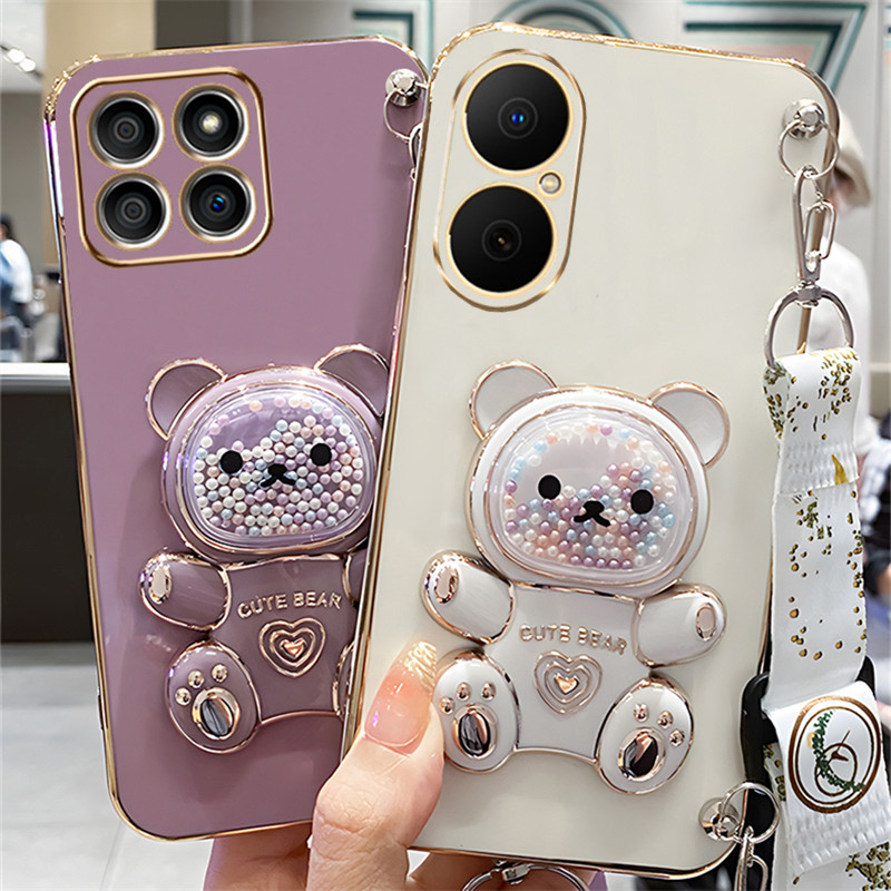 Phone Case Huawei Nova Y73 Honor X6C Case Colorful Beads Bear Phone ...
