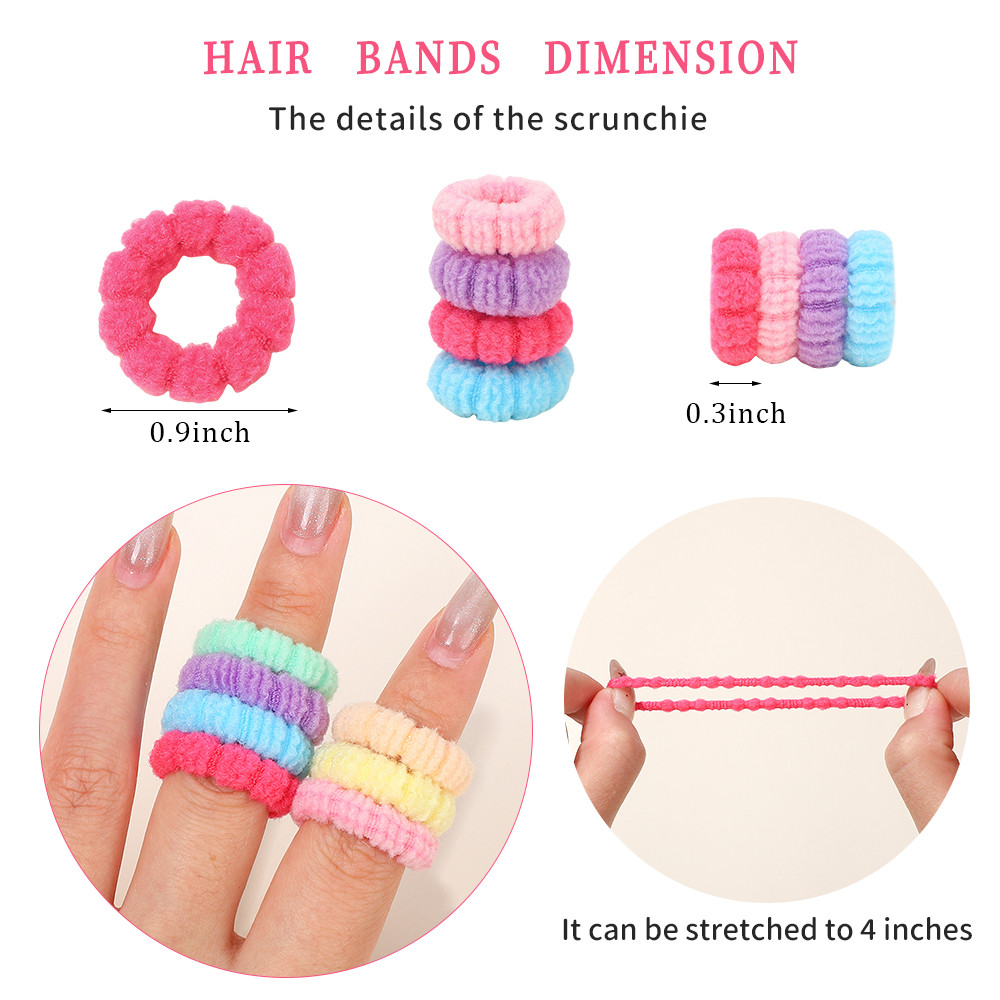 300Pcs Children Elastic Hair Bands Girls Colorful Hair Tie Ponytail ...