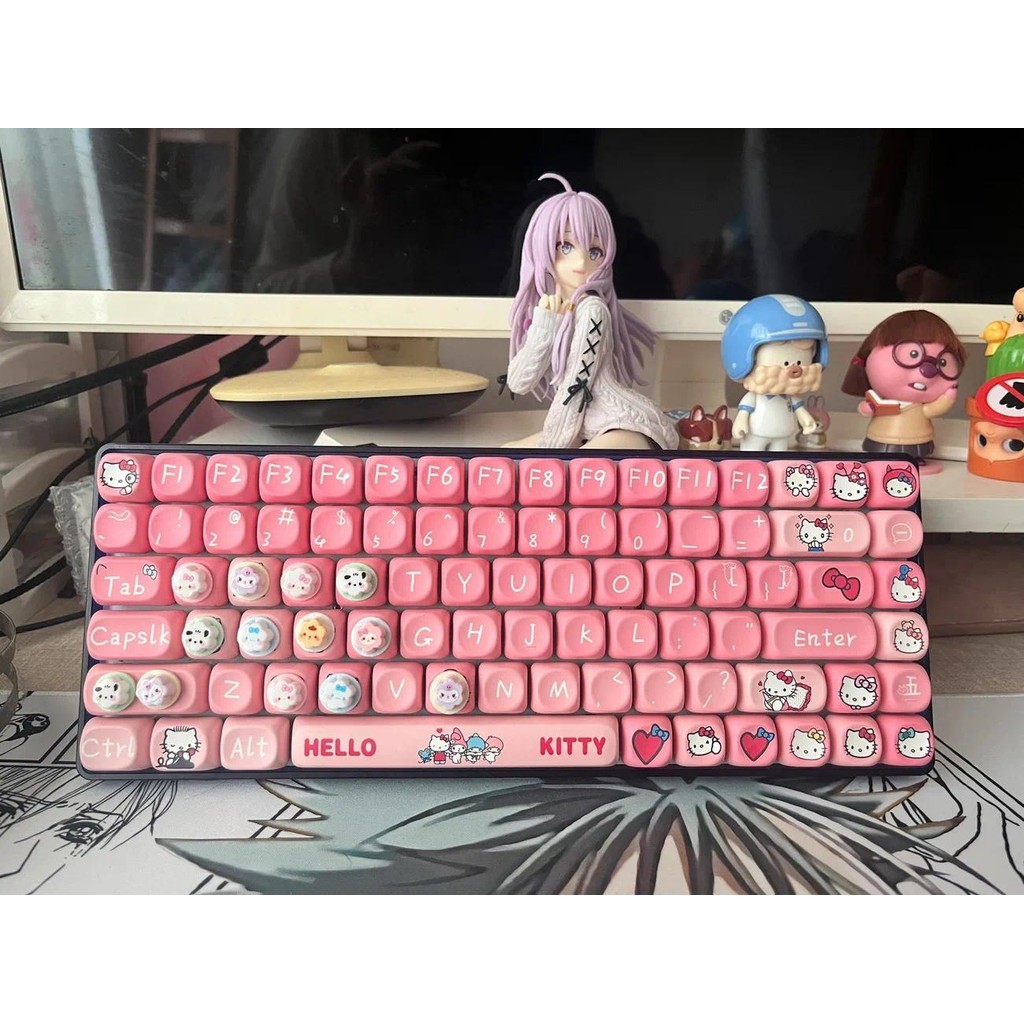 Hello Kitty Keycap 129 Keys MOA Profile PBT Dye Sublimation Wooting60 ...