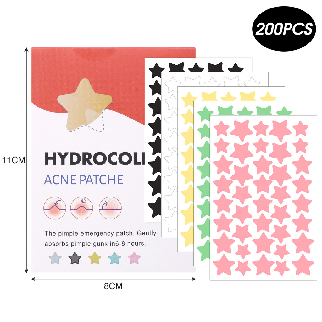 200 Pcs Color Mixed Star Shape Pimple Patches - Waterproof Cute Acne ...