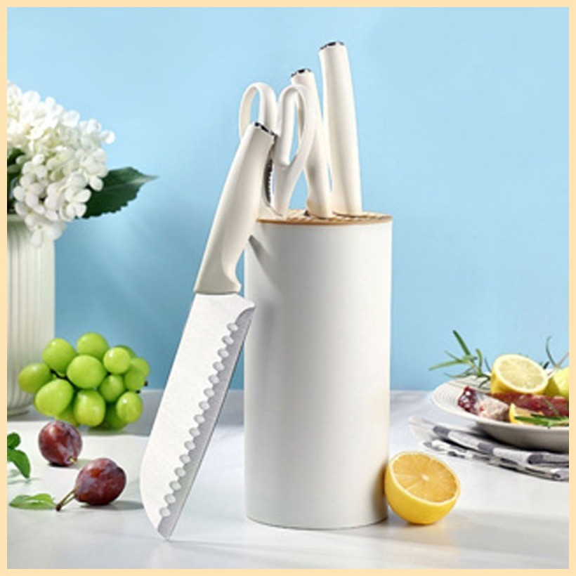 5 in 1 Kitchen Knives Set with Storage Bucket High Quantity Steel ...