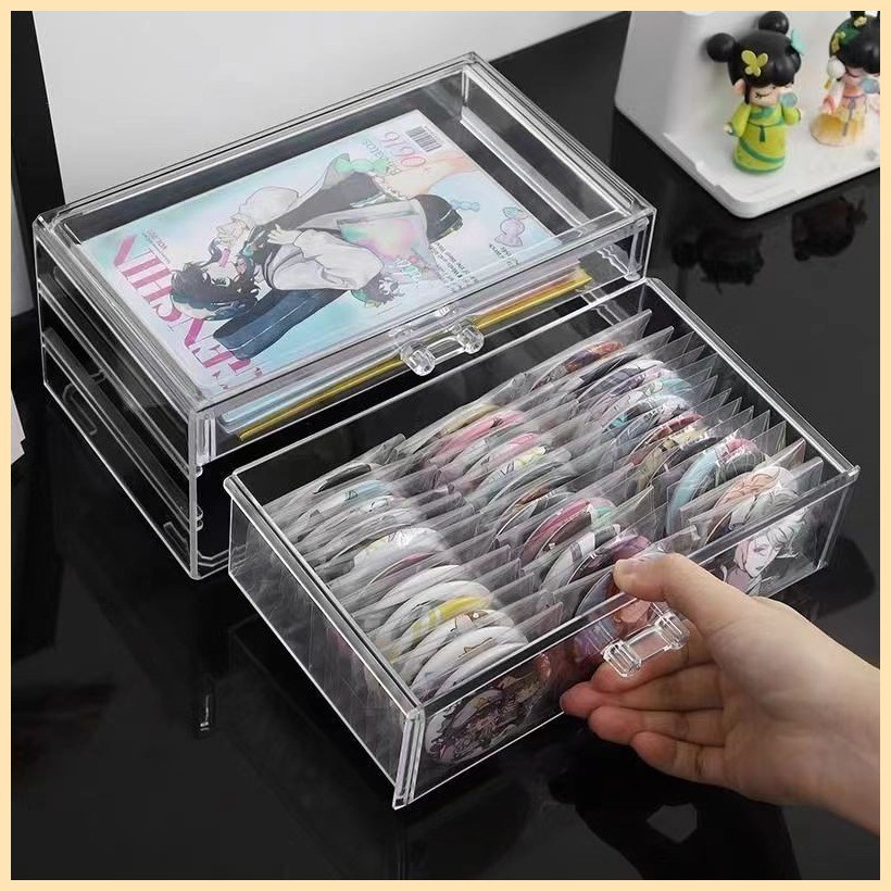 1/2/3 Layer Acrylic Drawer Storage Organizer Box Stationery Cosmetic ...