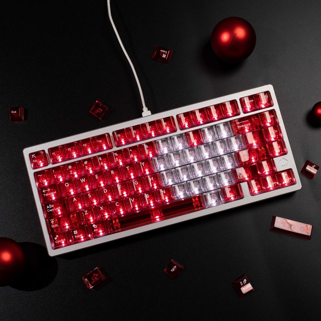21 pcs Transparent Heart-Shaped Keycaps Foggy Black Red RGB Love ...