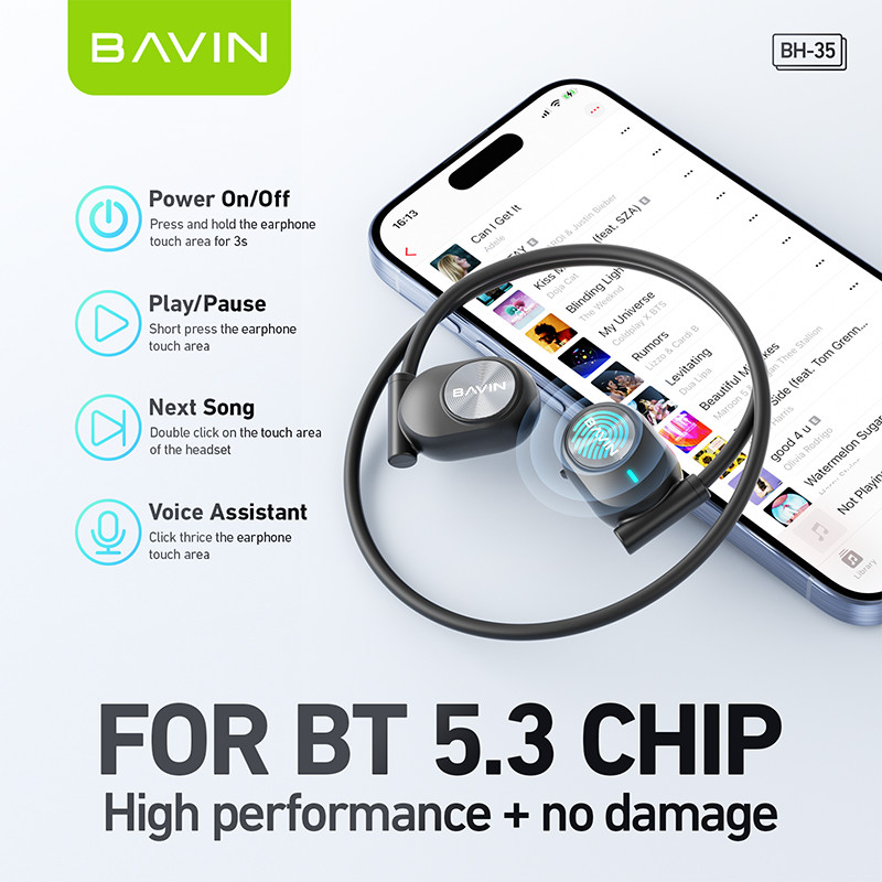Original BAVIN Sports Bluetooth Wireless Lightweight Headphone Earphone ...