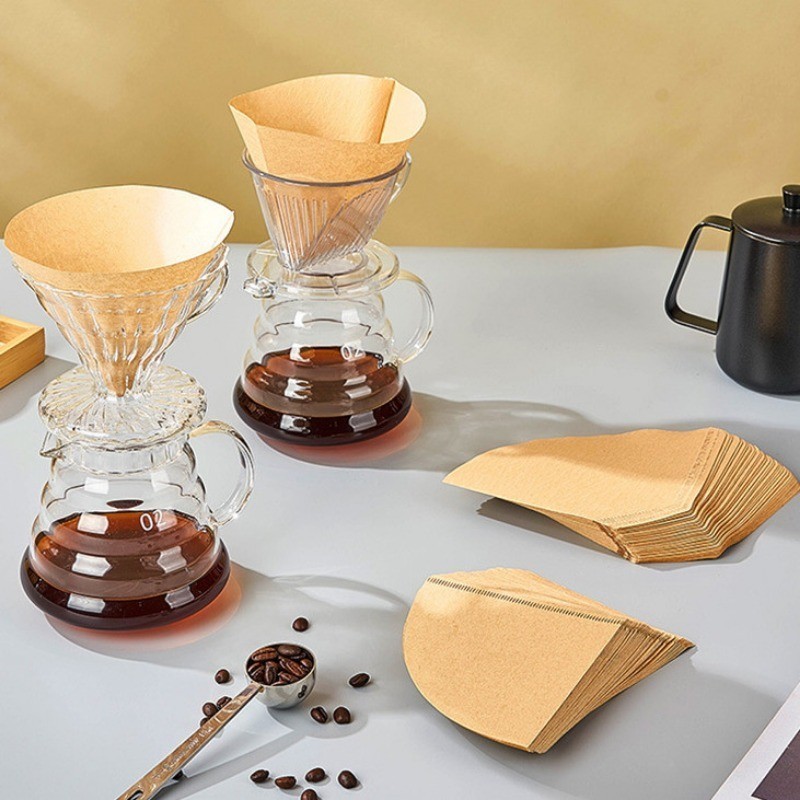 100pcs V-Shaped Coffee Filter Paper Coffee Cup Filter Paper Hand Brewed ...