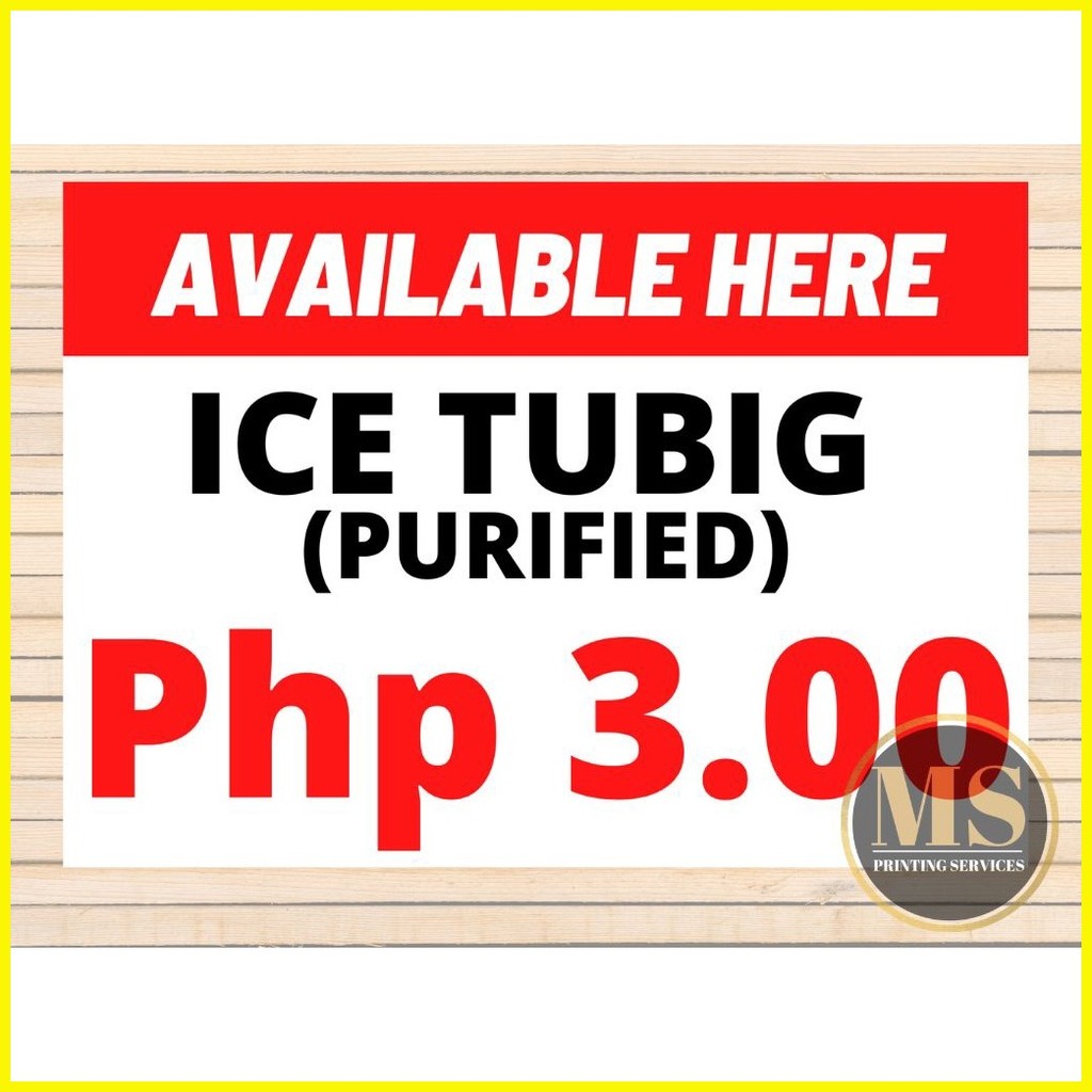 Ice Yelo Ice Tubig Ice Candy Signage (Laminated Signage and Waterproof ...