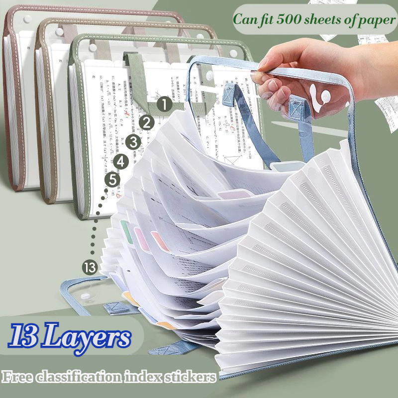 A4 Size\Long Transparent Expanding File Folder 13Pockets Paper ...