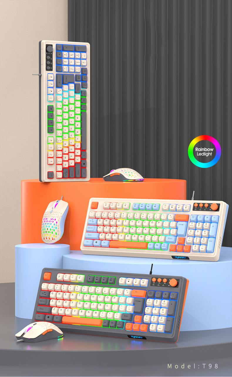 Cen x Raiku Wired Rainbow LED Gaming Keyboard Bundle And Mouse Set 98 ...