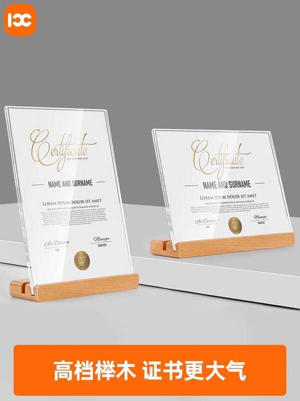 Certificate Stand Acrylic Wooden A4 Photo Award Display Frame | Shopee ...
