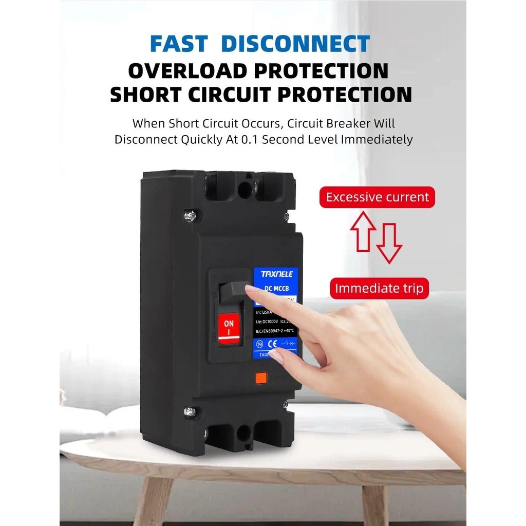 DC MCCB 2P 1000V DC Solar Molded Case Circuit Breaker MCCB Overload ...