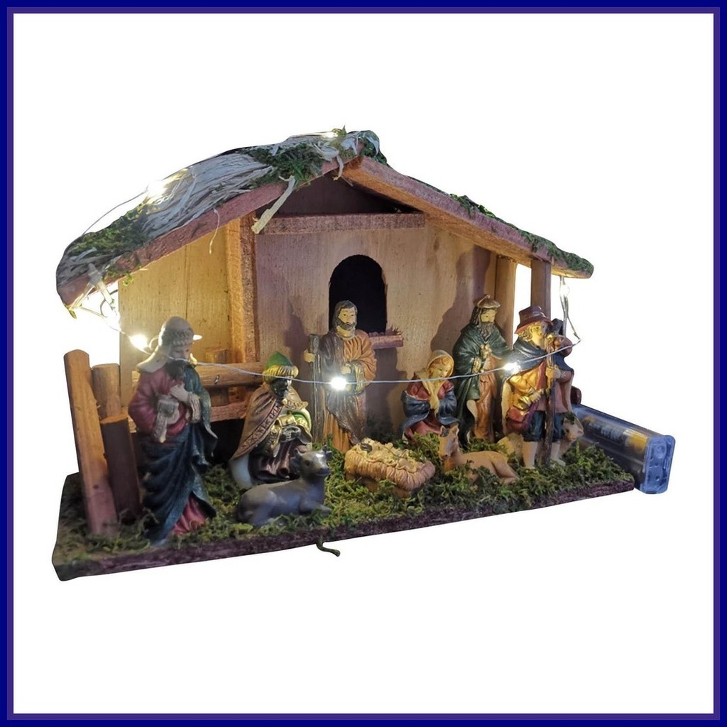 Nativity Set Christmas House LED Lighted Manger Tabletop Set Nativity ...