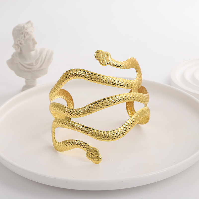 2025 Punk Armlet Hollow Multi-Layer Snake-Shaped Metal Open Bangle for ...