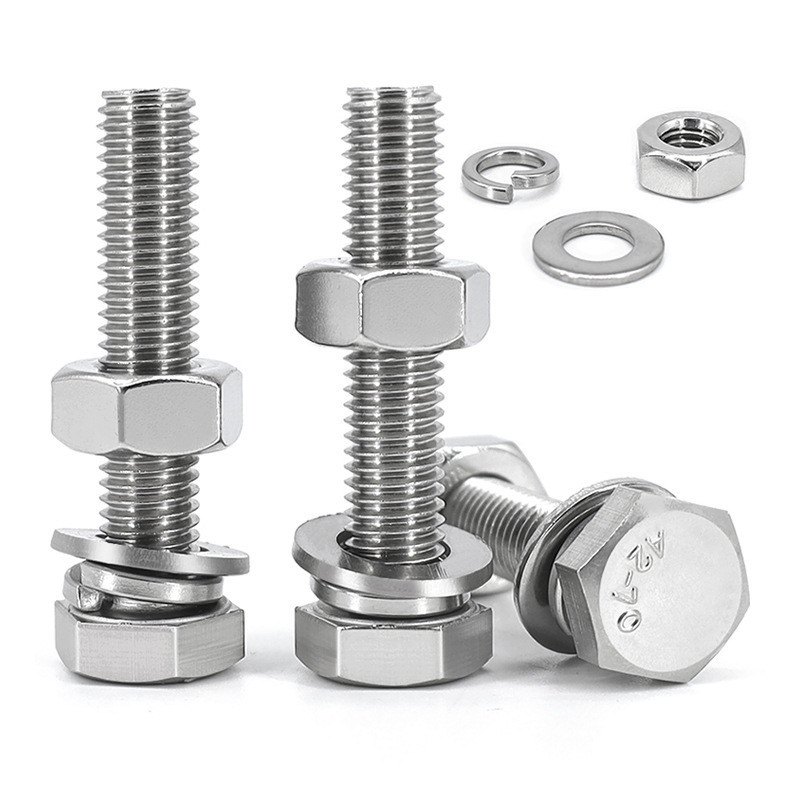 5Pcs 304 Stainless Steel Hex Head Screws Nuts Flat Washers Lock Washers ...