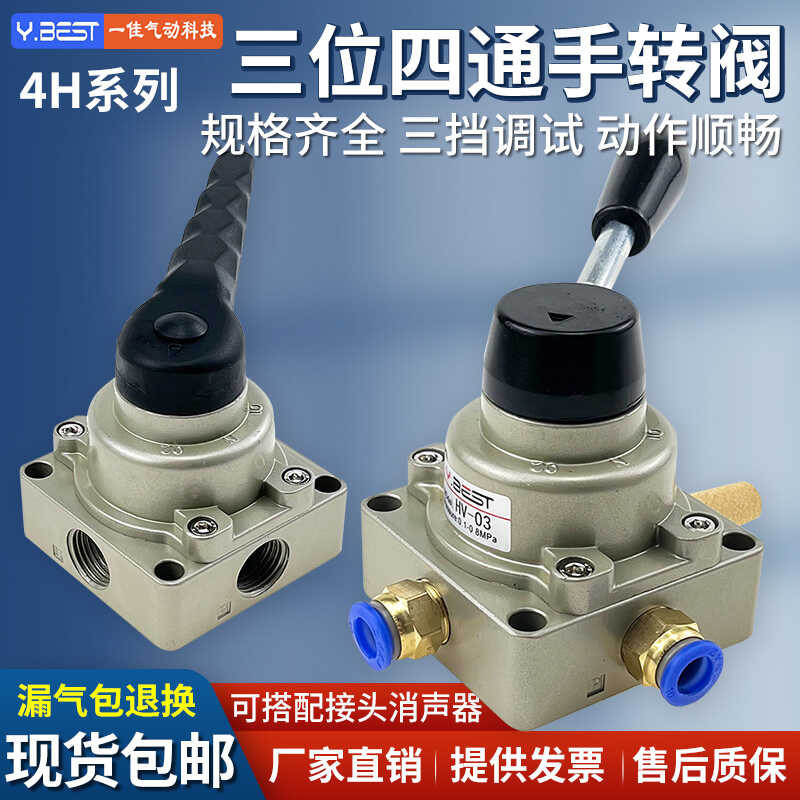Pneumatic three position four-way cylinder controls to hand valve HV-02 ...