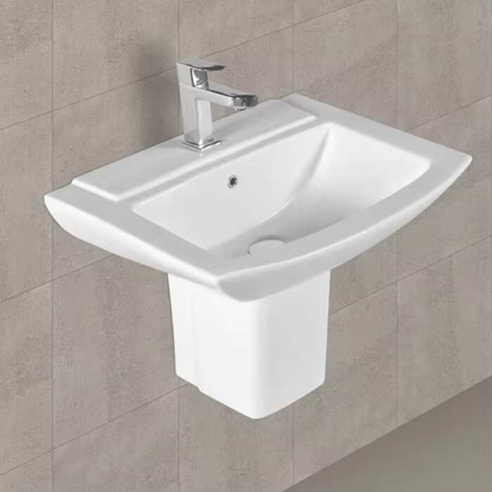 Wall Hanging Ceramic Bathroom Sink Half Pedestal Bathroom Wash Basin ...